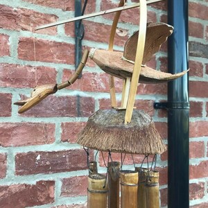 Handmade Wooden Bamboo Coconut Flyng Duck Wind Chime Garden Mobile ...