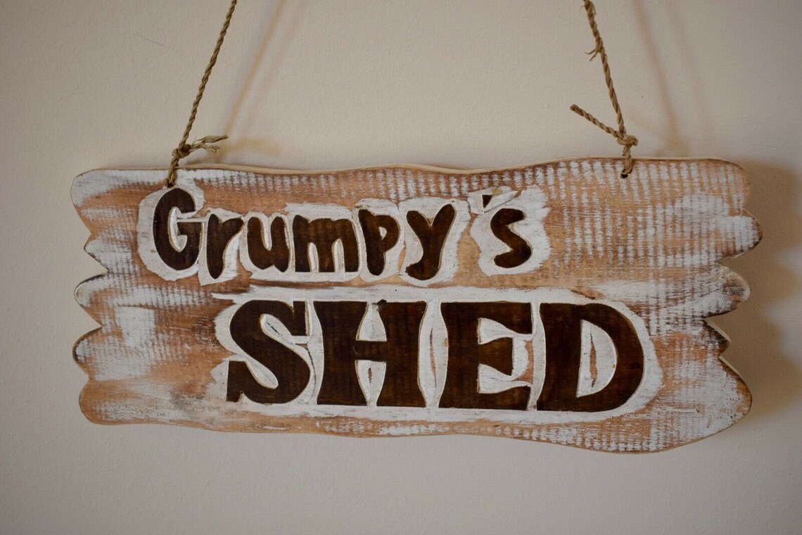 Hand Carved Wooden Sign Grandad's Shed Grandpa's Shed - Etsy