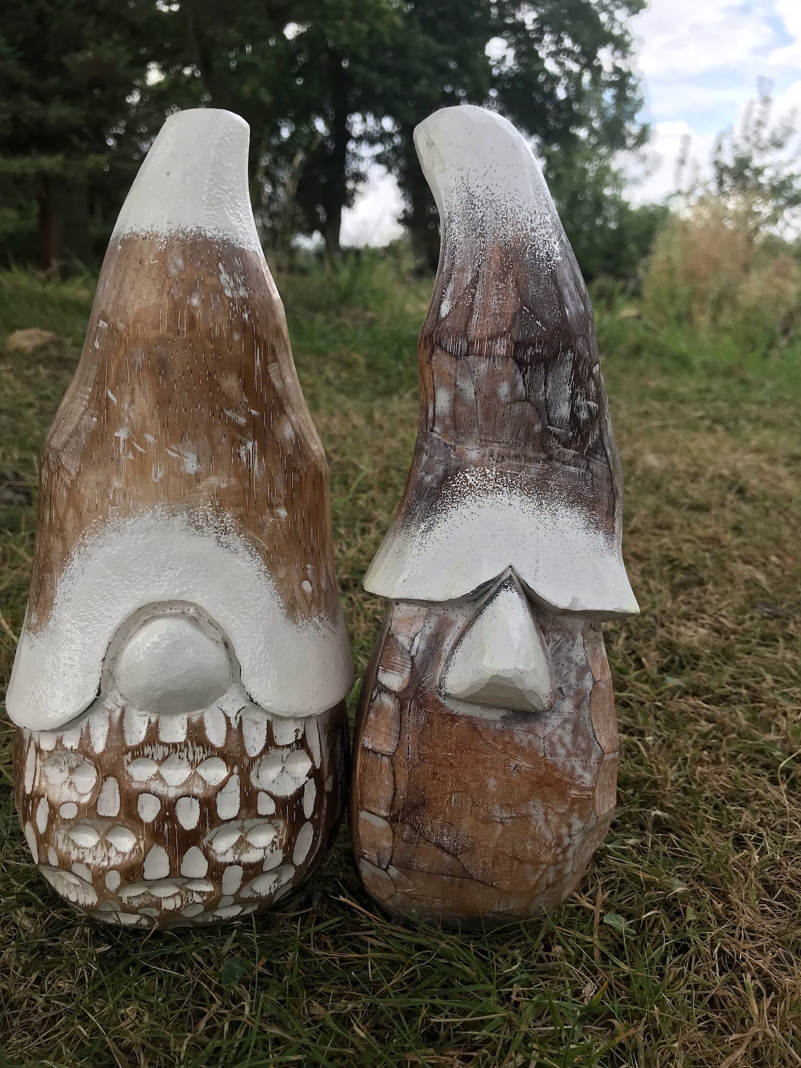 Handmade Wooden Gonks Gnome Carved Fairy Garden Natural Wood | Etsy