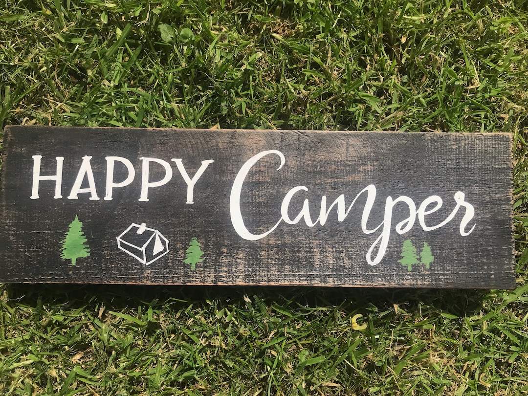 Happy Campers Wood Sign Camping Campsite Tent Wooden - Etsy