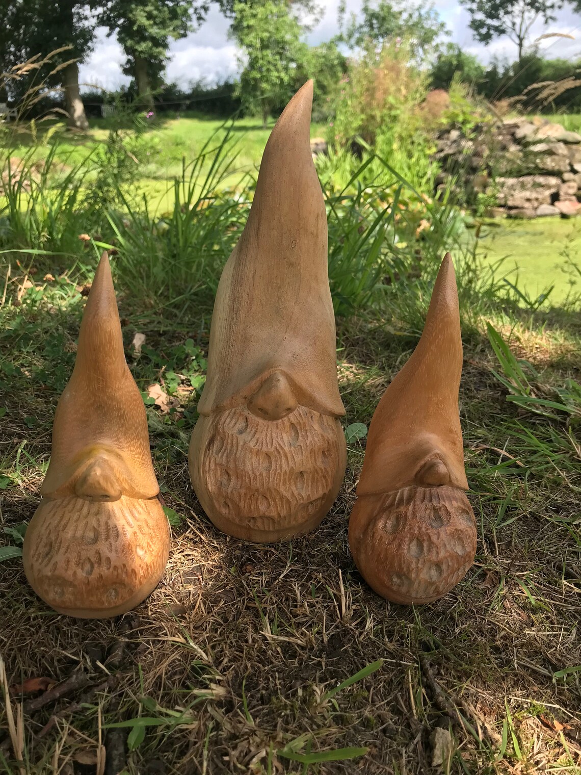 Handmade wooden gonks gnome carved fairy garden natural wood | Etsy