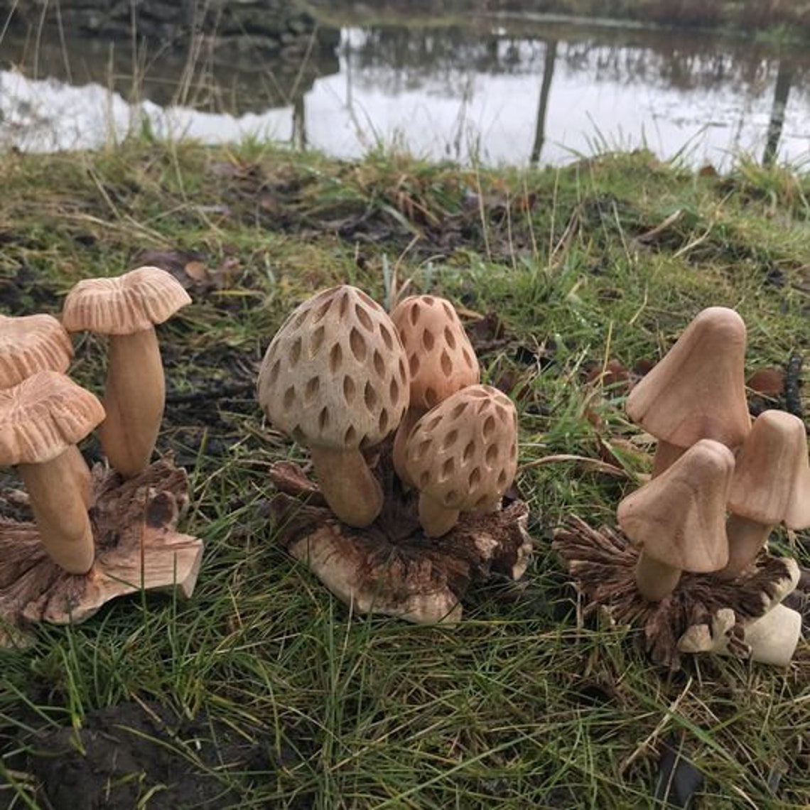 Hand Carved Wooden Mushrooms - Etsy