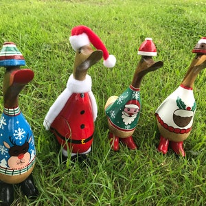 Christmas Jumper Duck Santa Duck Handmade Painted Wooden Bamboo Festive ...
