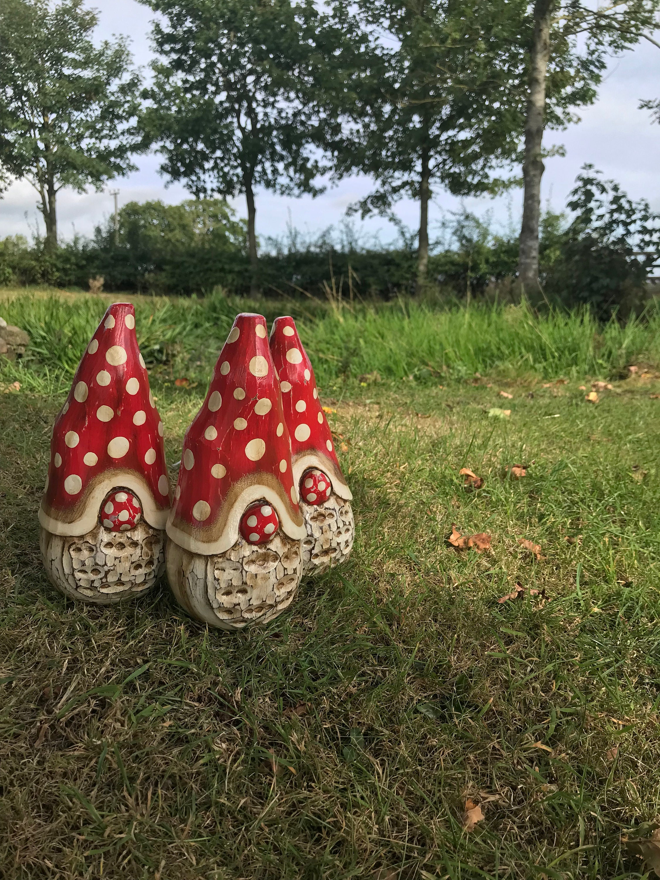 Handmade Wooden Gonks Gnome Red and White Carved Fairy Garden | Etsy