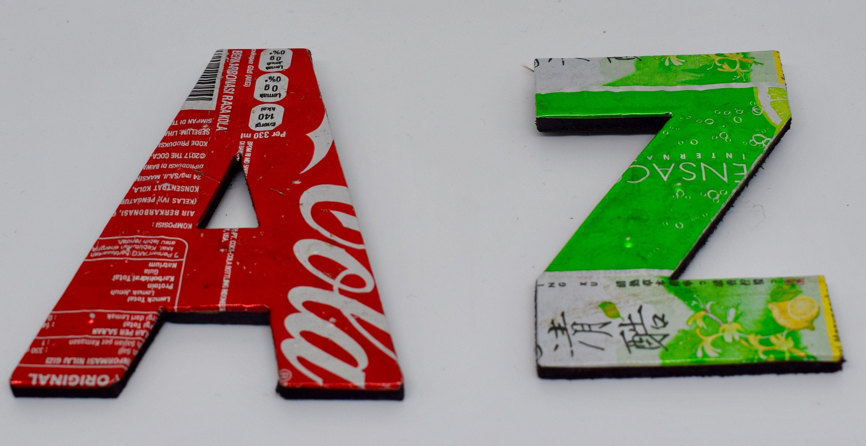 A-Z Recycled Can Tin Letters Wall Hangings Alphabet Sign Coca Cola Beer ...