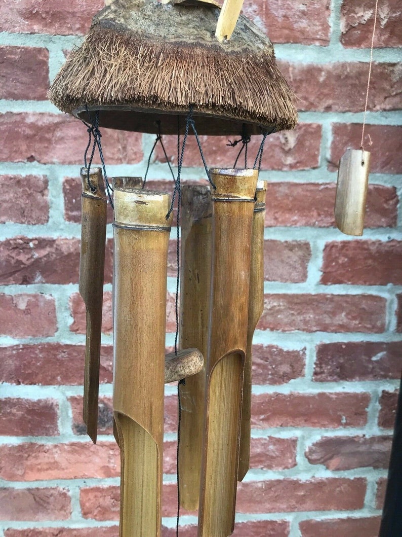 Handmade Wooden Bamboo Coconut Flyng Duck Wind Chime Garden Mobile ...