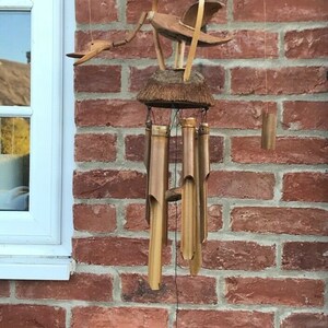 Handmade Wooden Bamboo Coconut Flyng Duck Wind Chime Garden Mobile ...
