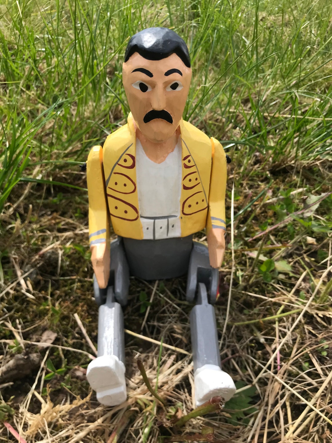 Wooden Freddie Mercury Sitting Puppet Room Decoration Ornament Shelf ...