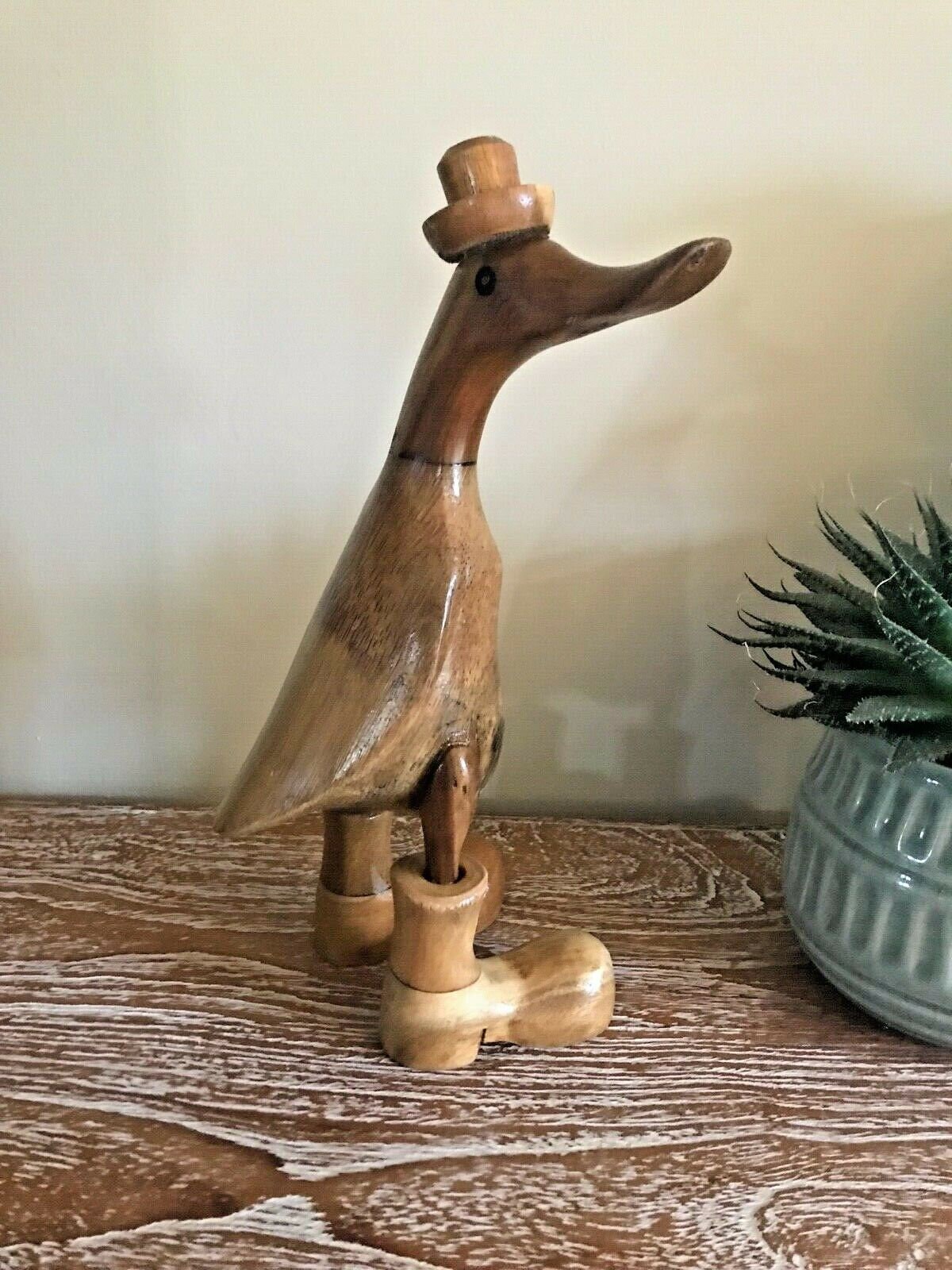 30cm Hand Carved Bamboo Wooden Duck Indoor Outdoor Natural Top | Etsy