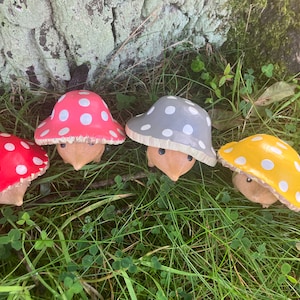 Toadstool Hedgehog Hand Carved Bamboo Wooden Indoor Outdoor Natural ...