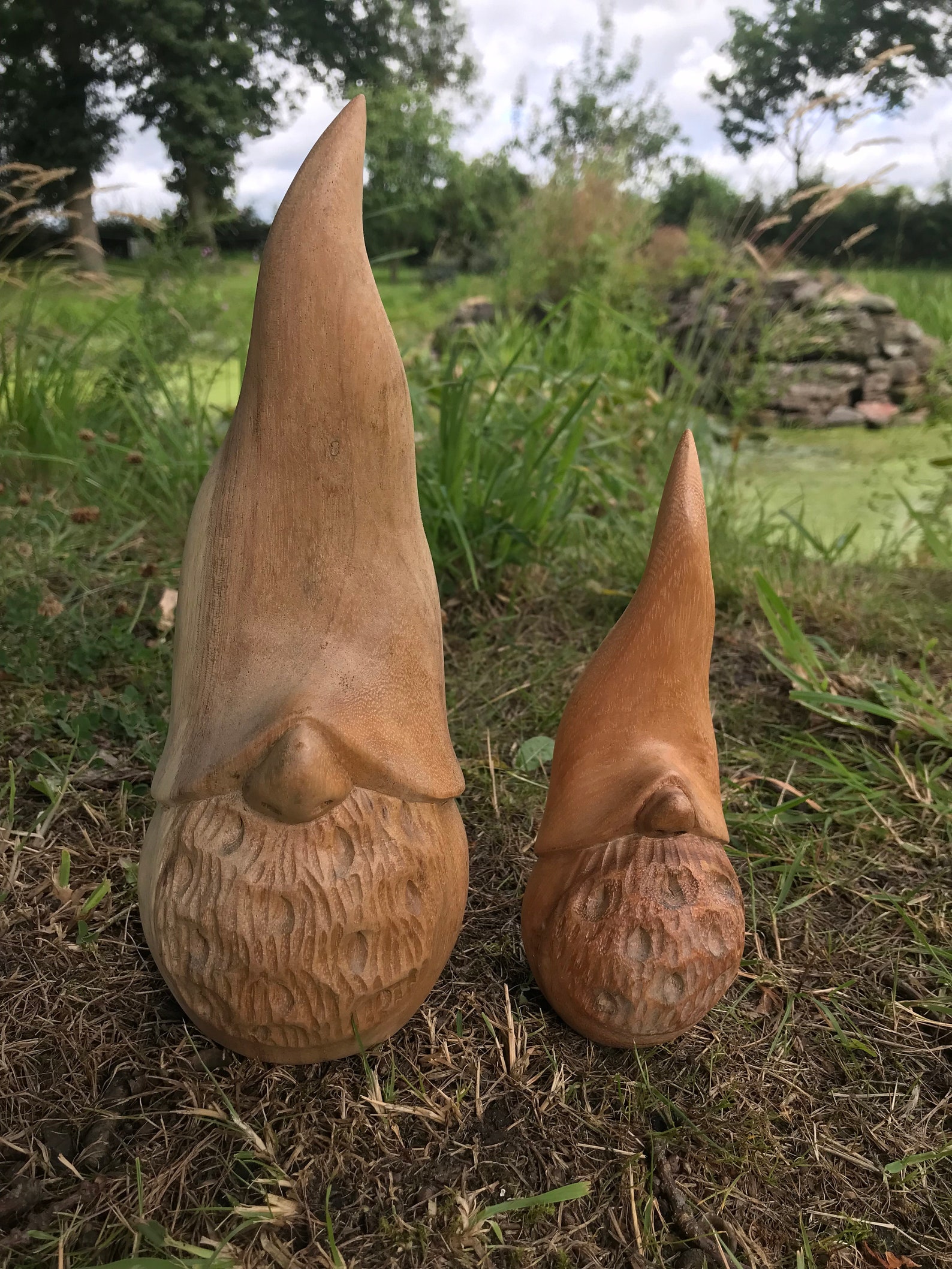 Handmade wooden gonks gnome carved fairy garden natural wood | Etsy