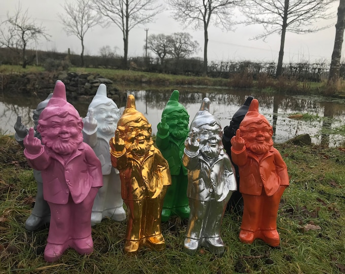 Swearing Gnomes Colourful Cheeky Gnomes Gift Statue Ornament Funny Joke ...