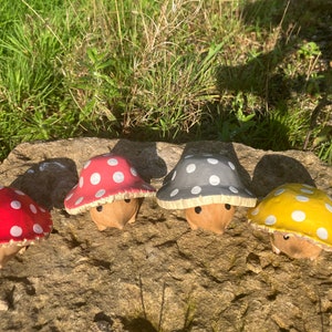 Toadstool Hedgehog Hand Carved Bamboo Wooden Indoor Outdoor Natural ...