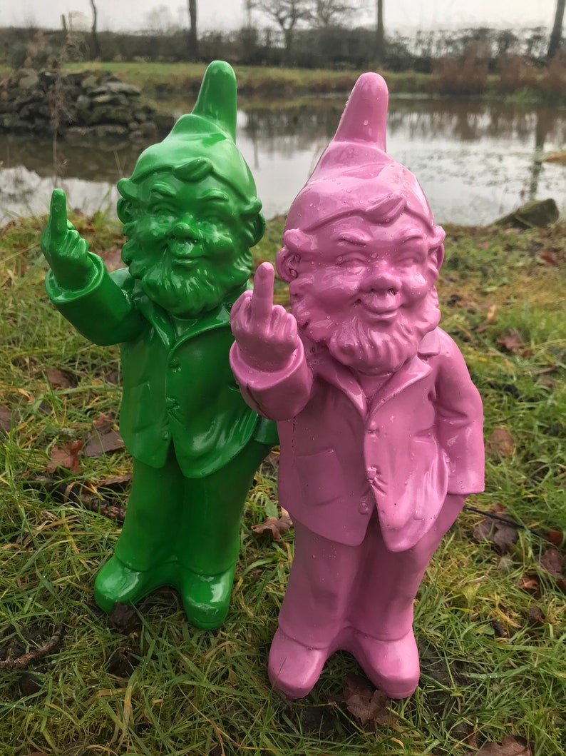Swearing Gnomes Colourful Cheeky Gnomes Gift Statue Ornament Funny Joke ...