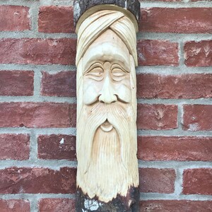 50cm Hand Carved Forest Man Green Man Log Carving Garden Decoration ...