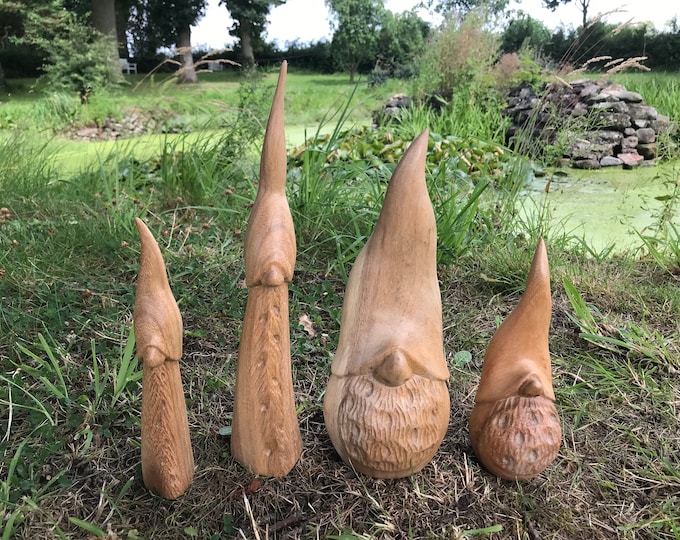 Handmade Wooden Gonks Gnome Carved Fairy Garden Natural Wood - Etsy