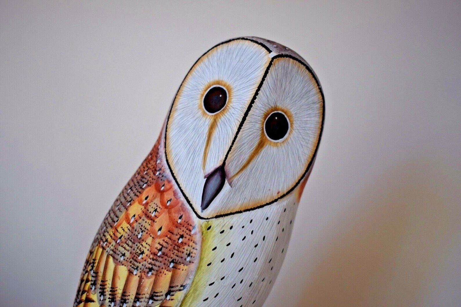 Hand Carved and Painted Wooden Barn Owl Statue Ornament Gift | Etsy