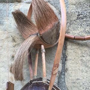 Handmade Wooden Bamboo Coconut Nodding Bird Wind Chime Garden Mobile ...