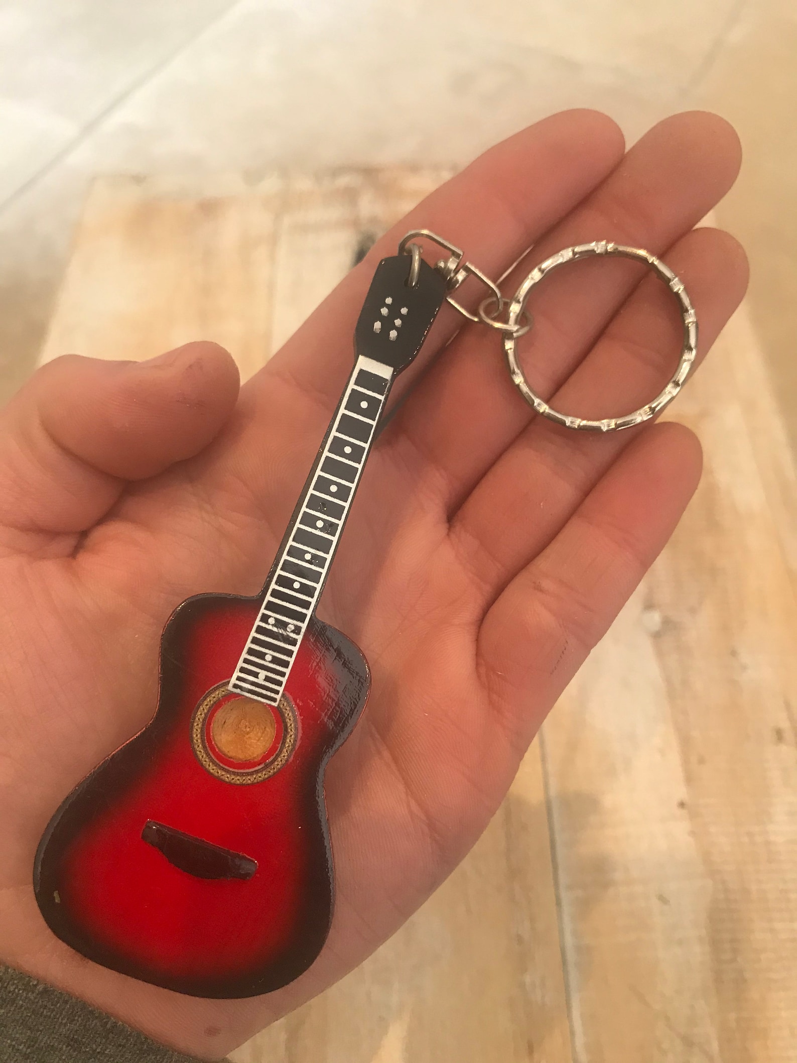 Acoustic Electric Mini Guitar Key Ring 10cm Designs Wooden Handmade ...