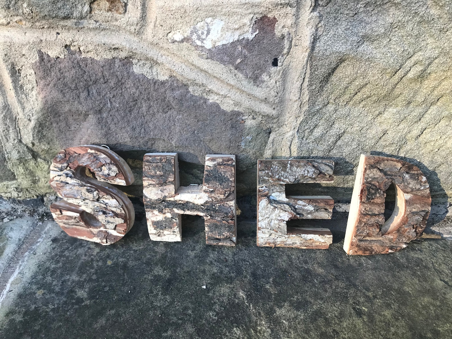 Rustic Bark Wooden Tree Trunk Letters Alphabet A-Z, Wood Wall Hanging ...