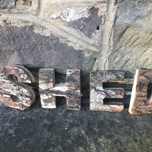 Rustic Bark Wooden Tree Trunk Letters Alphabet A-Z, Wood Wall Hanging ...