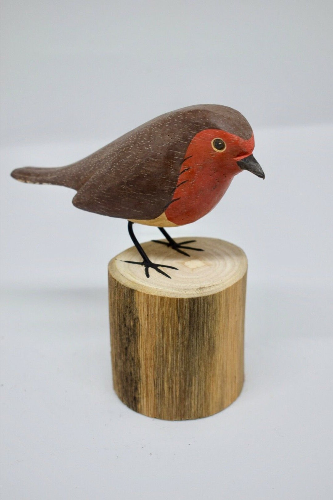 Hand Carved and Painted Wooden Robin Statue Ornament Gift Feature on ...
