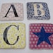Handmade Alphabet Resin Coasters Ceramic Stone Coffee Tea Drink Shabby ...