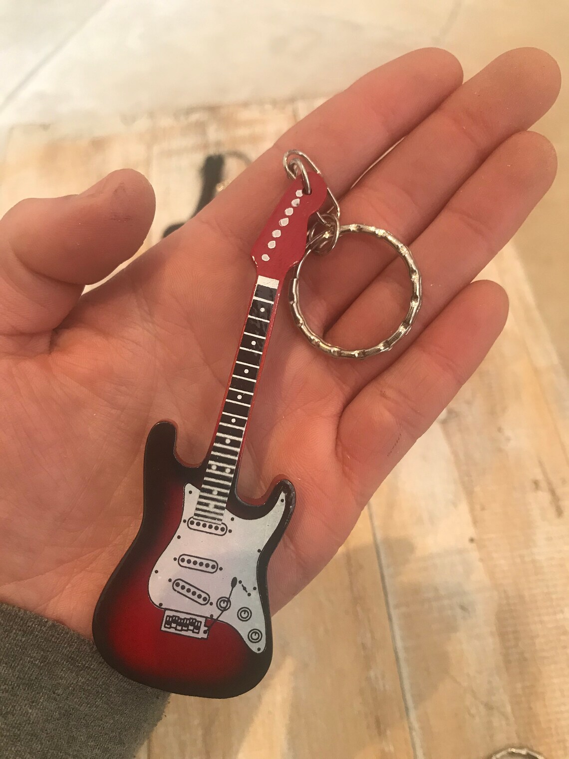 Acoustic Electric Mini Guitar Key Ring 10cm Designs Wooden - Etsy UK
