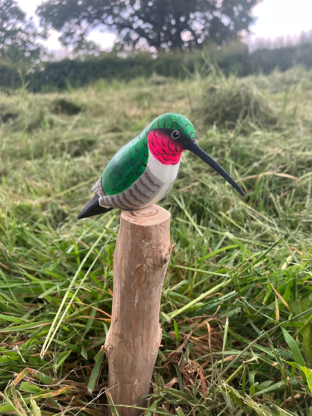 Hand Carved and Painted Wooden Hummingbird Statue Ornament Gift Feature ...