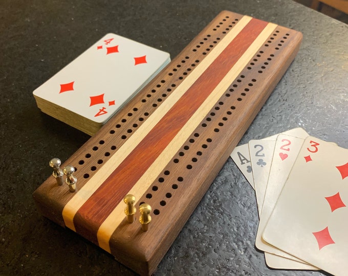 2 Player Cribbage Board, Made From Walnut/maple/paduak, 2 Track, Travel ...