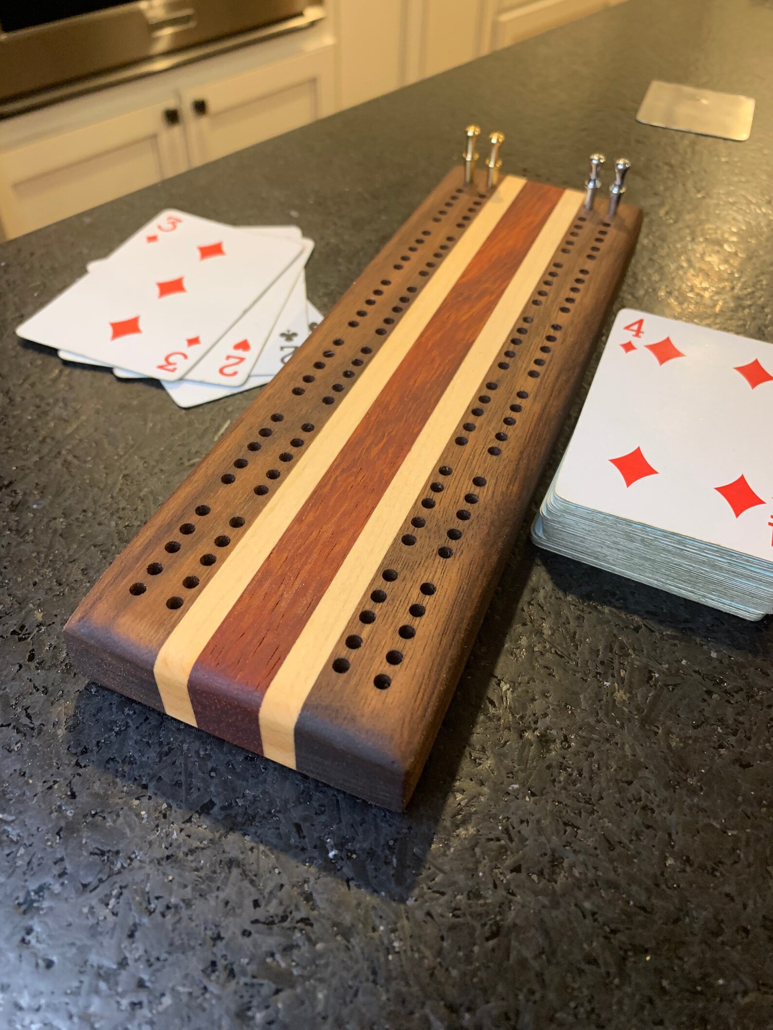 2 Player Cribbage Board Made From Walnut/maple/paduak 2 - Etsy