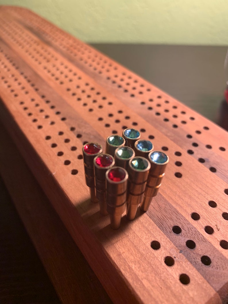 Colorful Gem Cribbage Board Pegs Solid Brass Enumero | Etsy