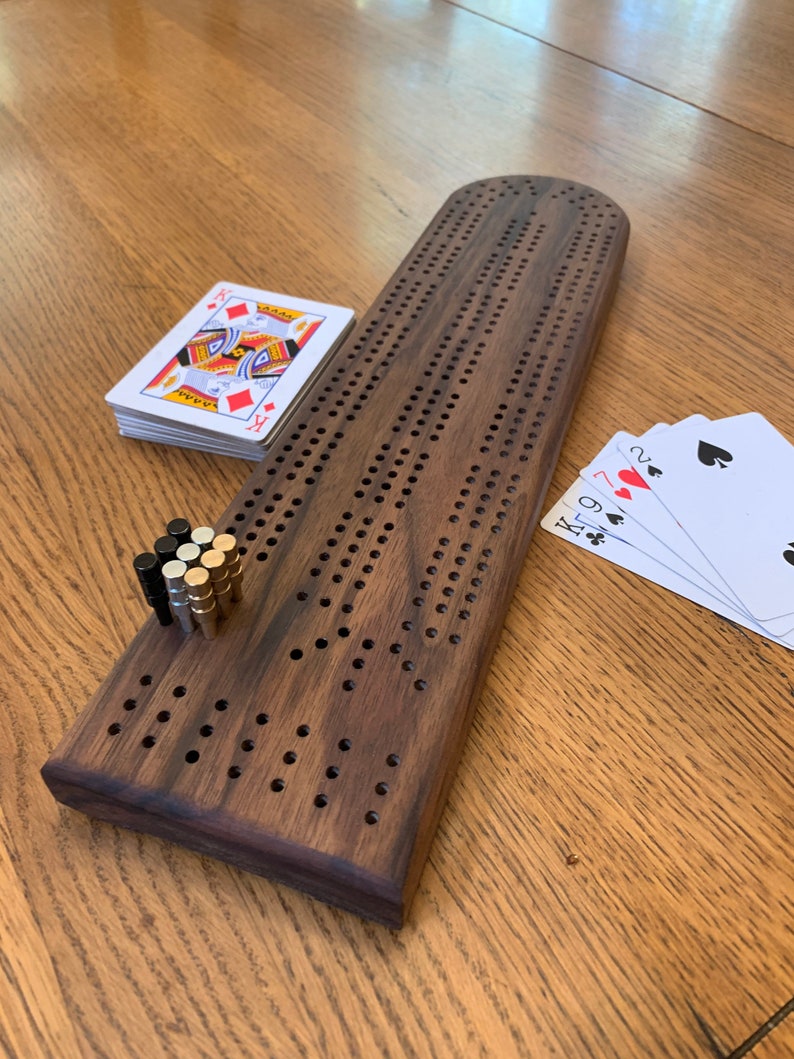 Handmade Walnut Cribbage Board 3 player Comes With Pegs Etsy