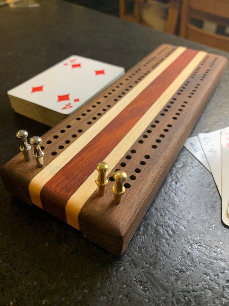 2 Player Cribbage Board Made From Walnut/maple/paduak 2 - Etsy