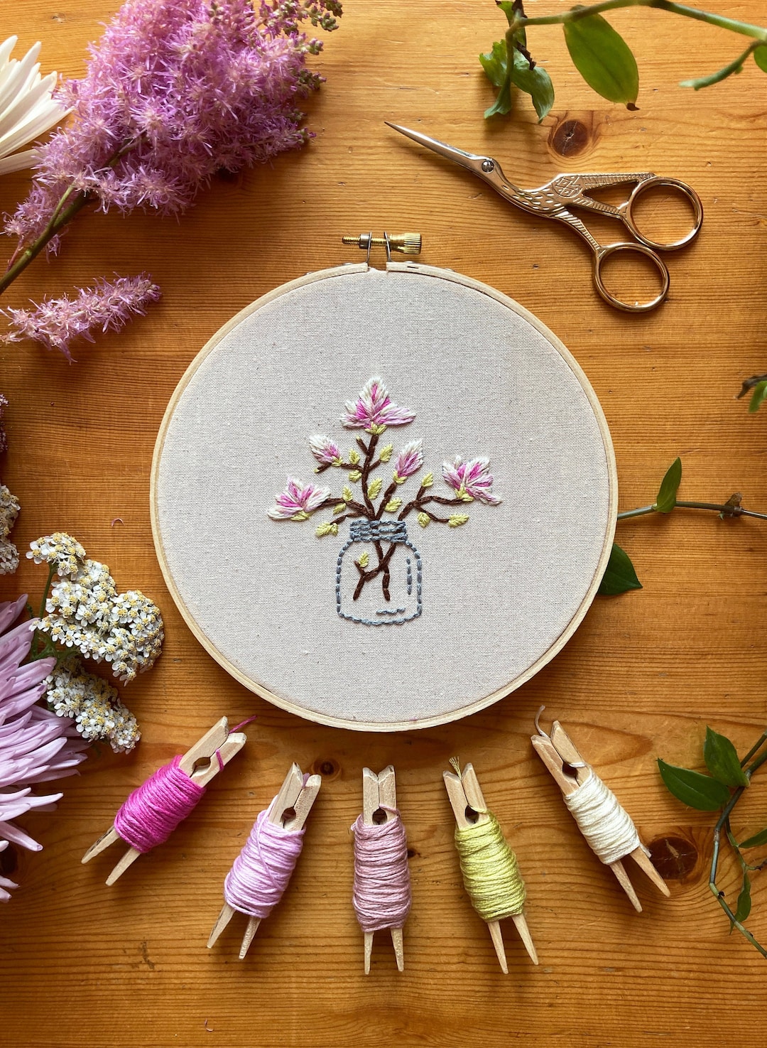 Magnolia Embroidery, Magnolia Tree Needlepoint, Floral Cross Stitch ...