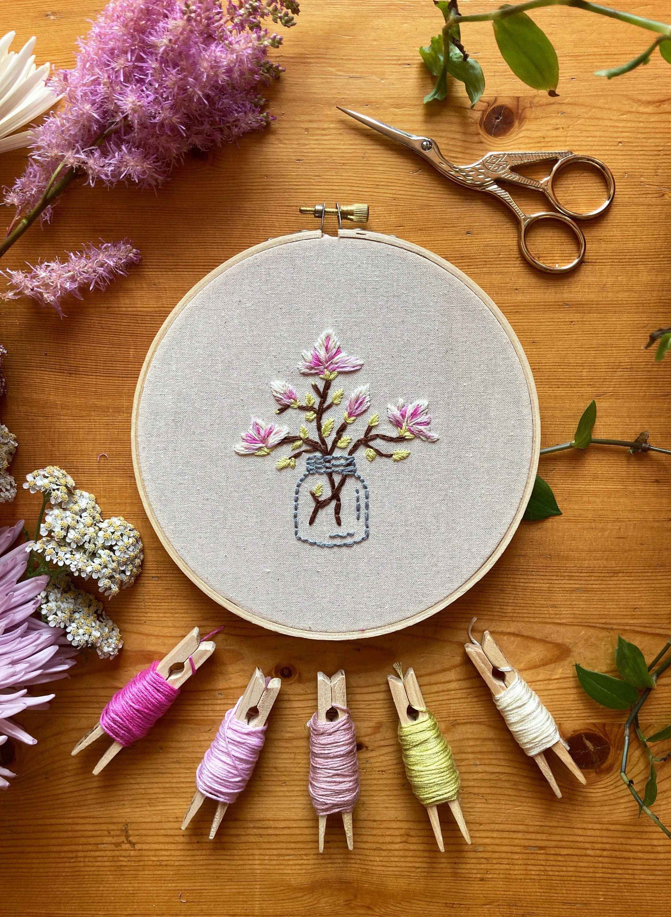 Magnolia Embroidery, Magnolia Tree Needlepoint, Floral Cross Stitch ...