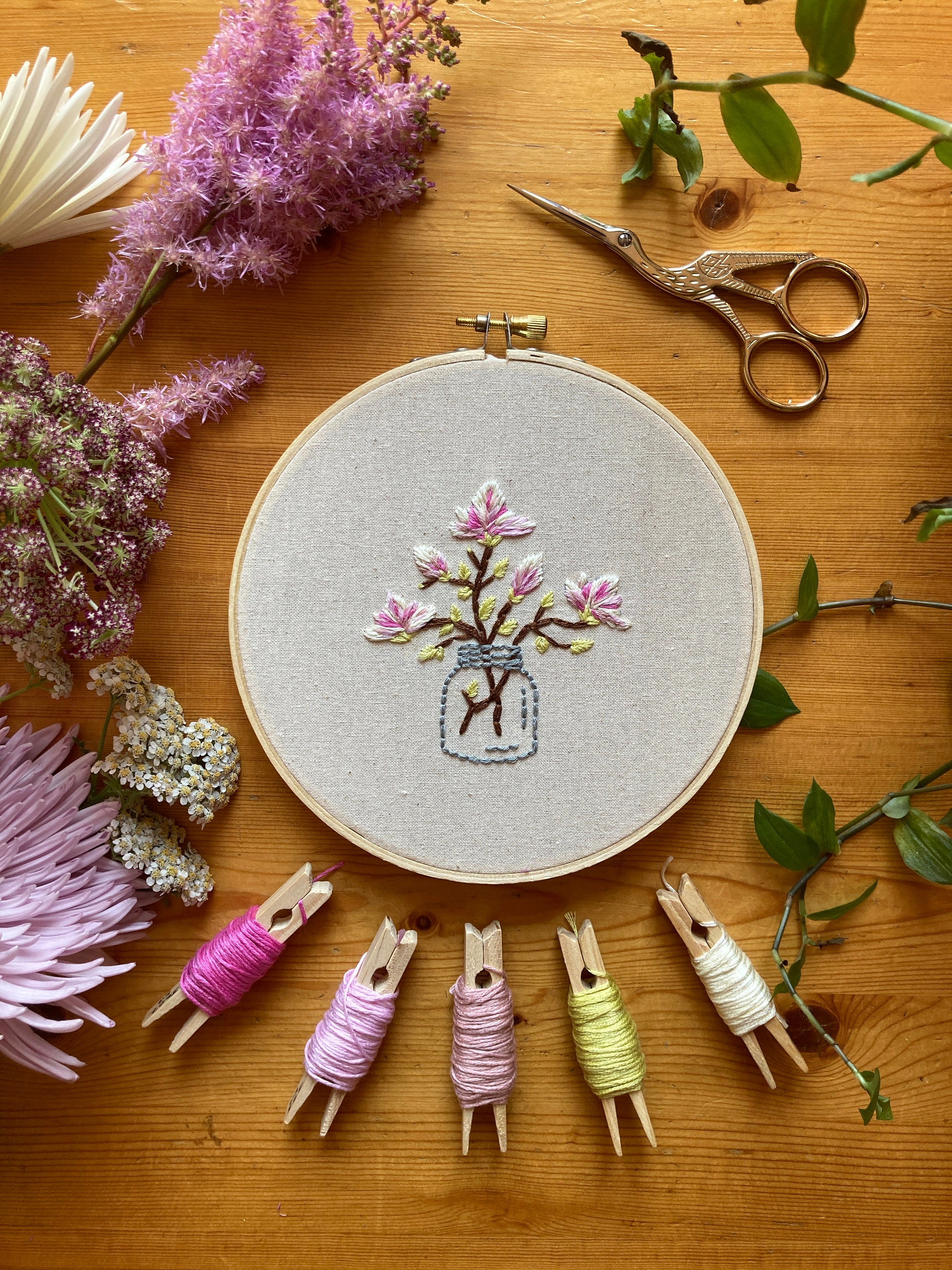 Magnolia Embroidery, Magnolia Tree Needlepoint, Floral Cross Stitch ...