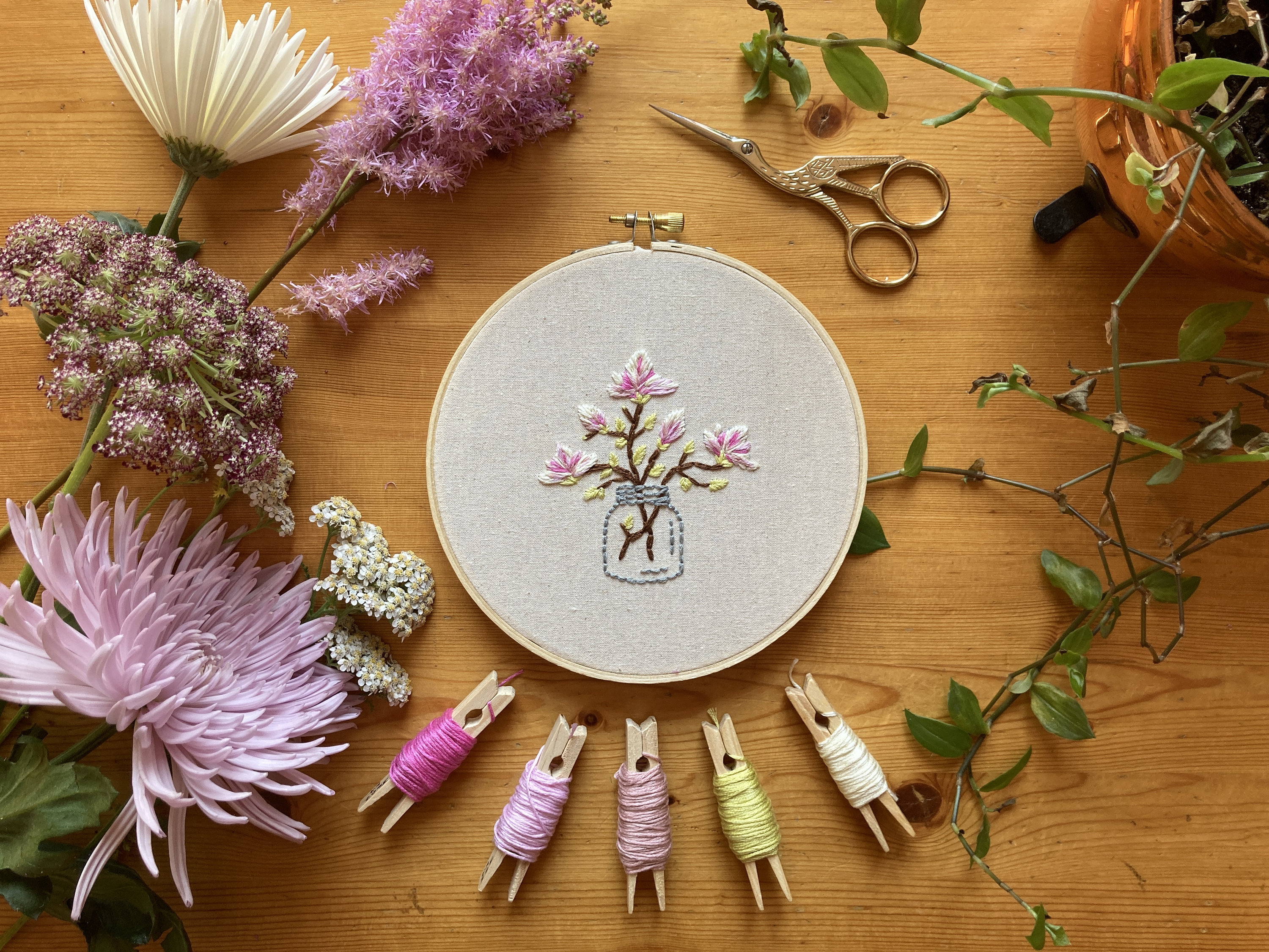 Magnolia Embroidery, Magnolia Tree Needlepoint, Floral Cross Stitch ...