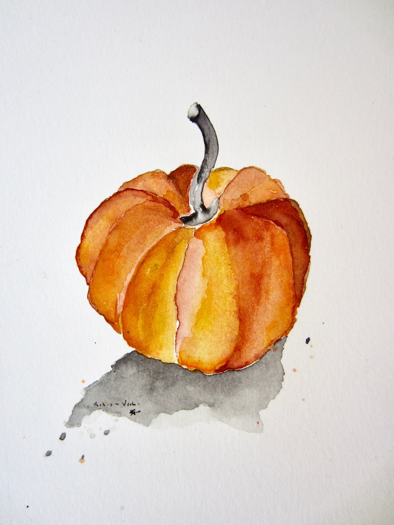 Fall Pumpkin Halloween Watercolour Print | Print of an Original ...