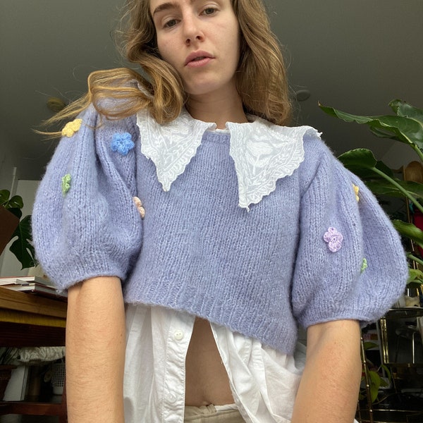 Puff Sleeve Crochet Sweater Pattern - Etsy