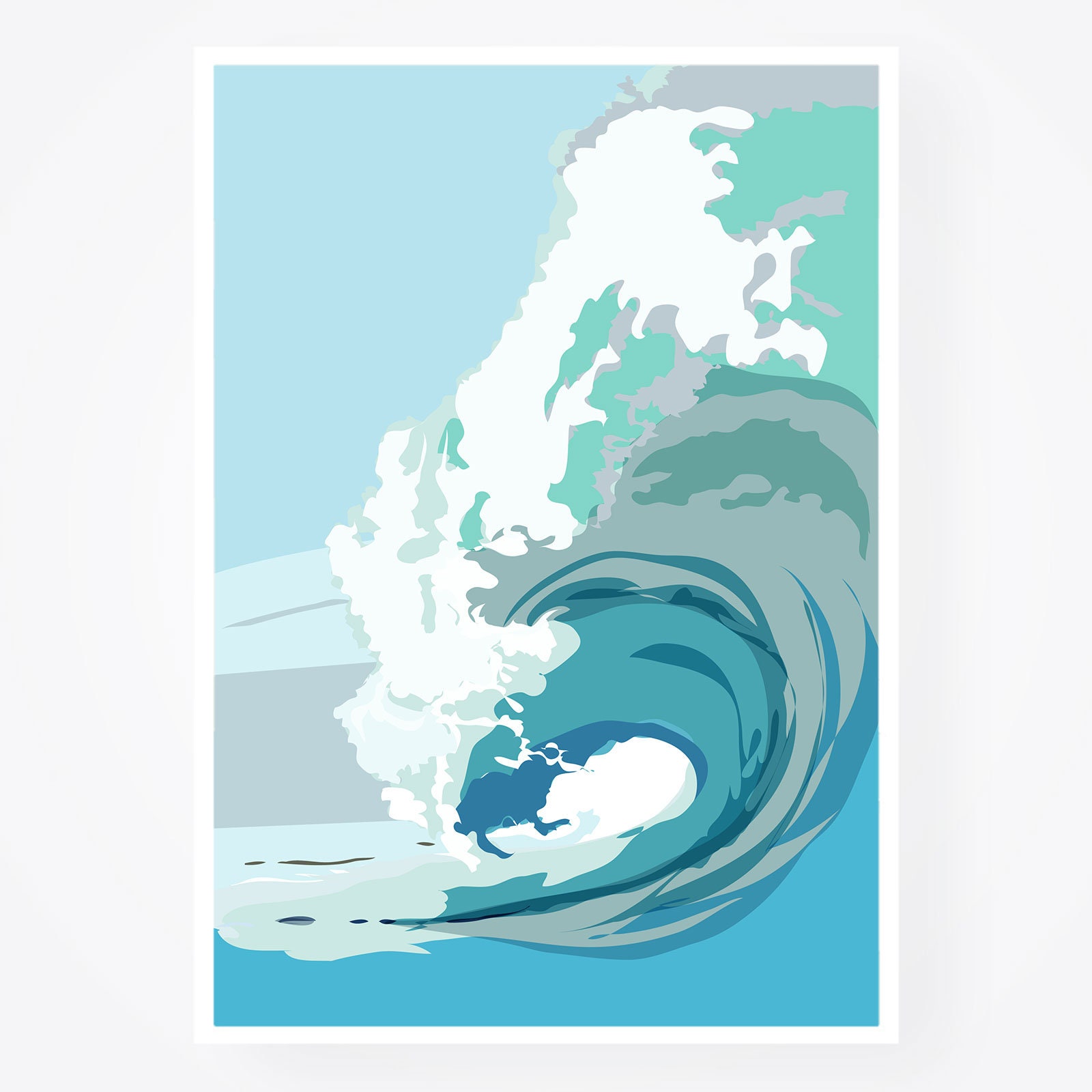 Hawaii Surfers Big Wave Abstract Surf Giclee Set of Two Wall | Etsy