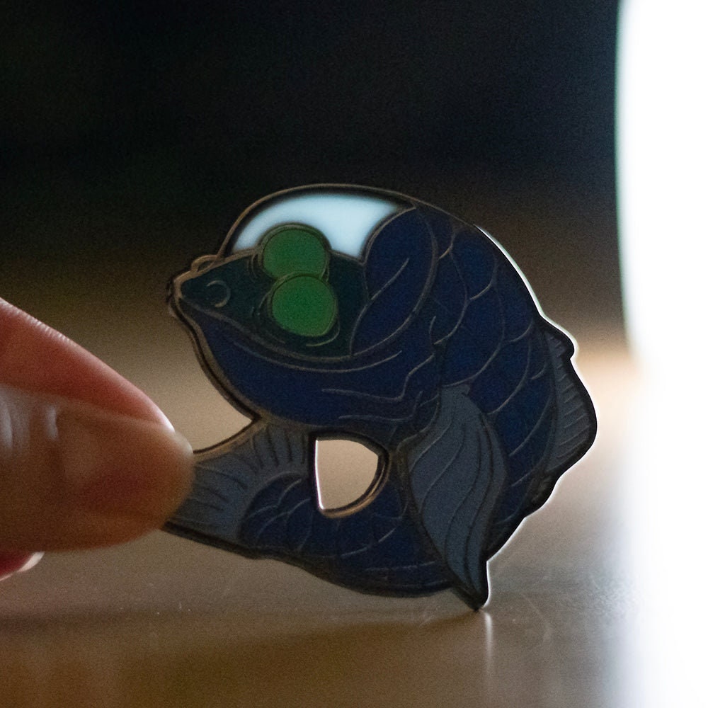 Barreleye Fish Enamel Pin glows in the Dark - Etsy