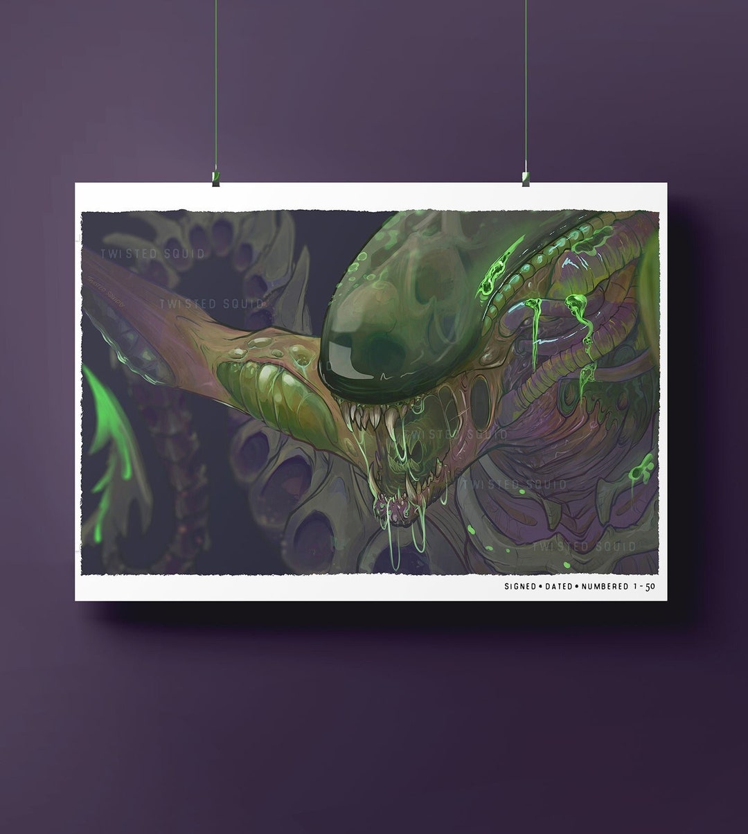 Alien Art Print Xenomorph Signed Art Print Alien Fan Art Xenomorph ...
