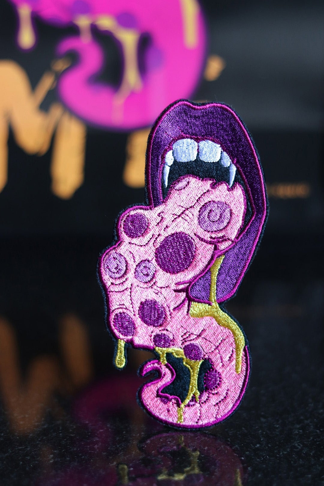 Tentacle Tongue Embroidered Bite Me Iron on Patch Shiny Iron on Patch - Etsy