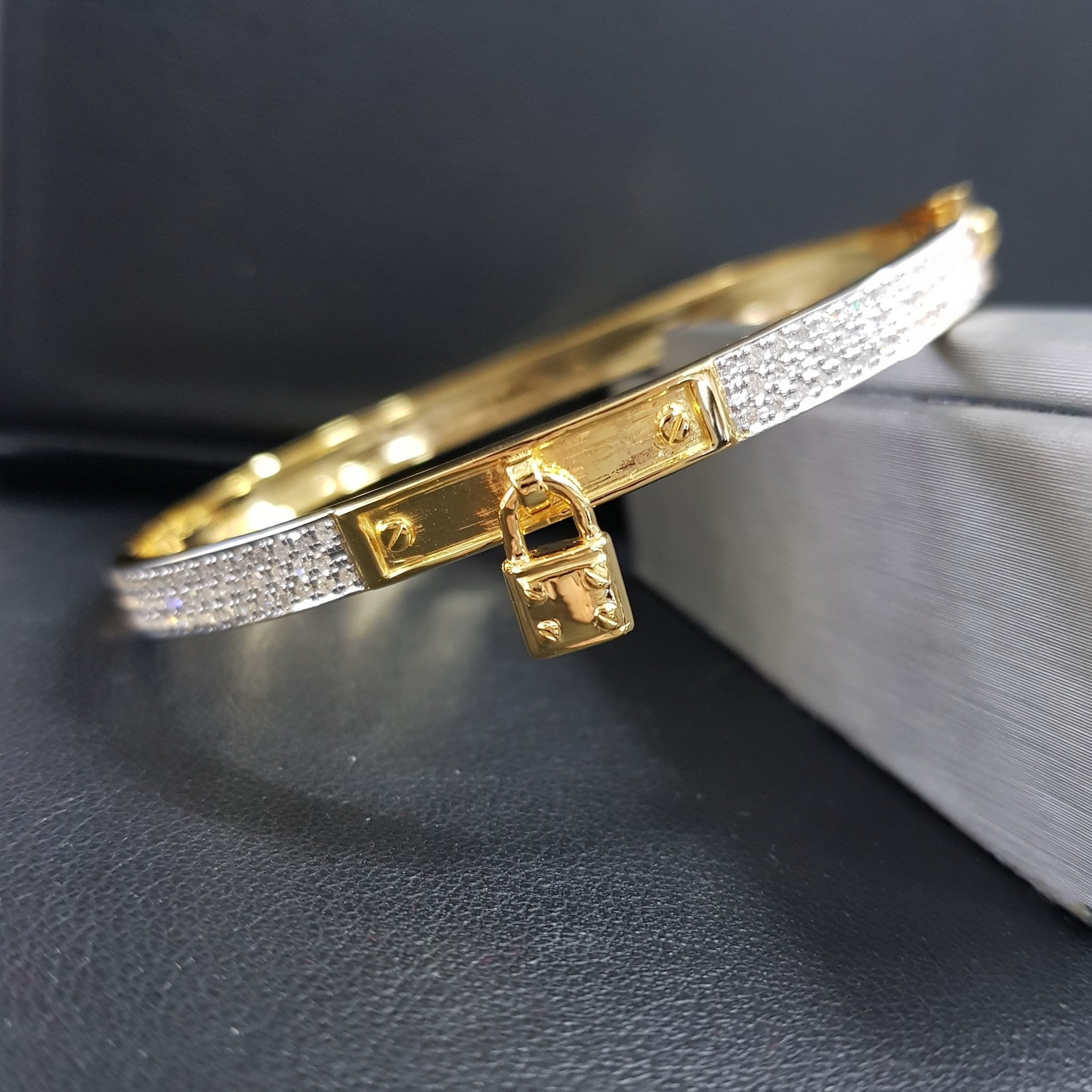 Diamond Bangle Gold Key Padlock Women Luxury Bangle Diamond - Etsy