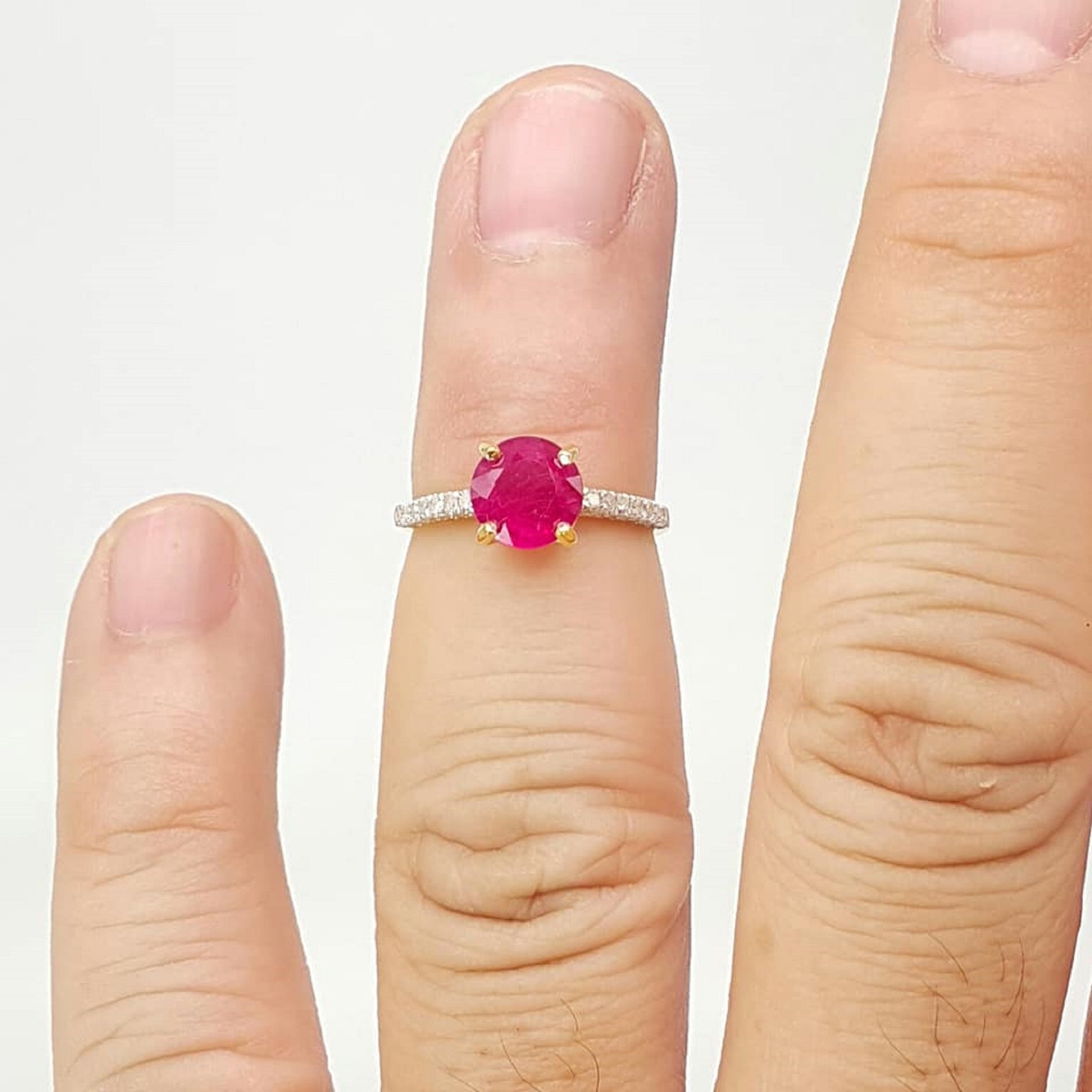 Diamond Gemstone Ruby Ring Promise Ring Birthstone Ring | Etsy