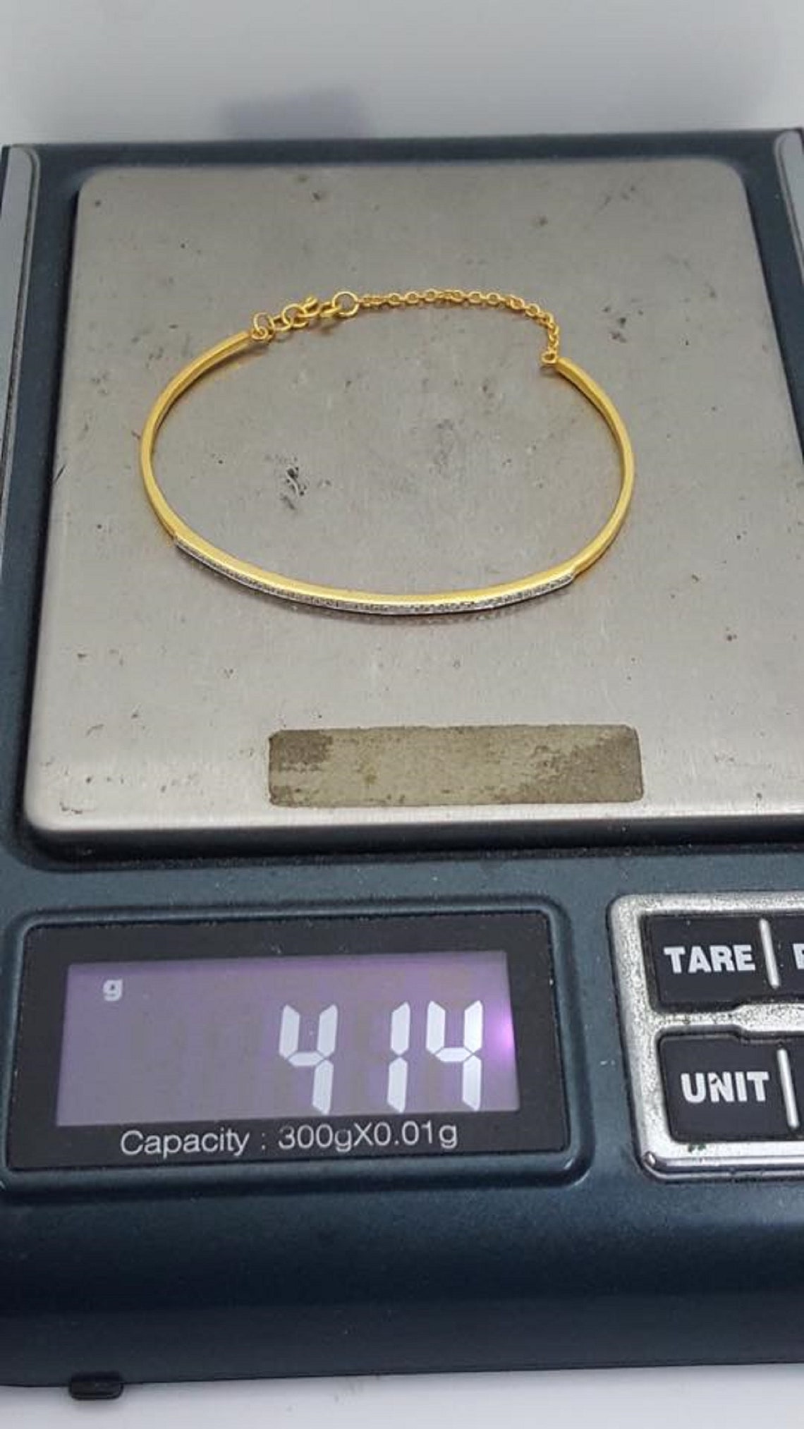 One Row Bangle Chain Diamond Bangle For Women Gold Bangle | Etsy