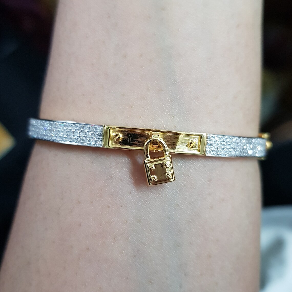 Diamond Bangle Gold Key Padlock Women Luxury Bangle Diamond - Etsy