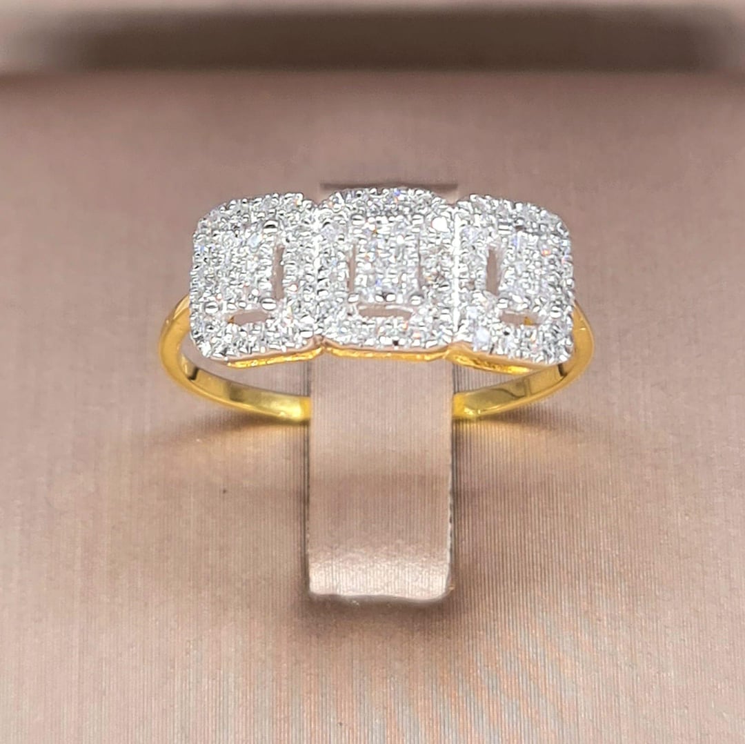 Diamond Ring Pave Rectangle Design Birthday Gift - Etsy