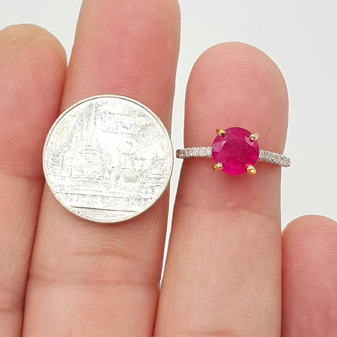 Diamond Gemstone Ruby Ring Promise Ring Birthstone Ring | Etsy